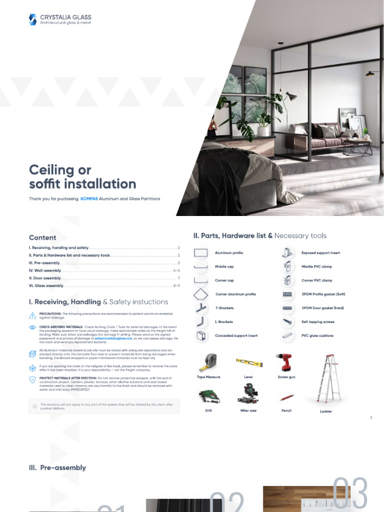 KOMPAS Aluminum Partition Installation Manual | PDF | Door | Screw