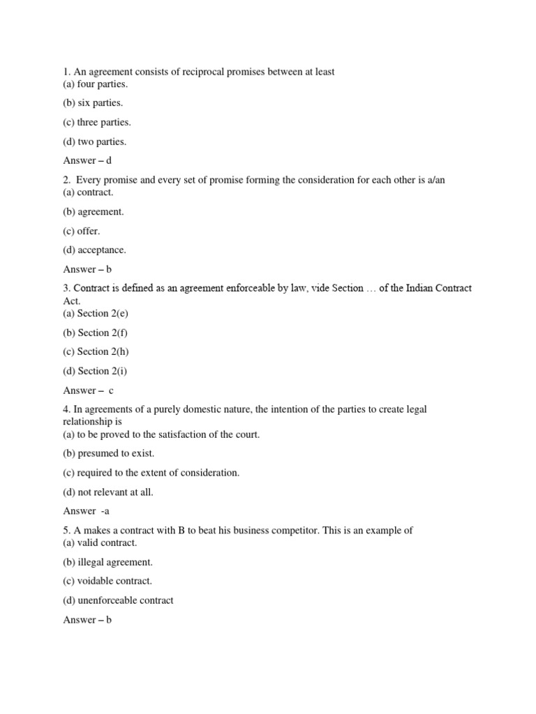 COntract Questions | PDF | Breach Of Contract | Consideration