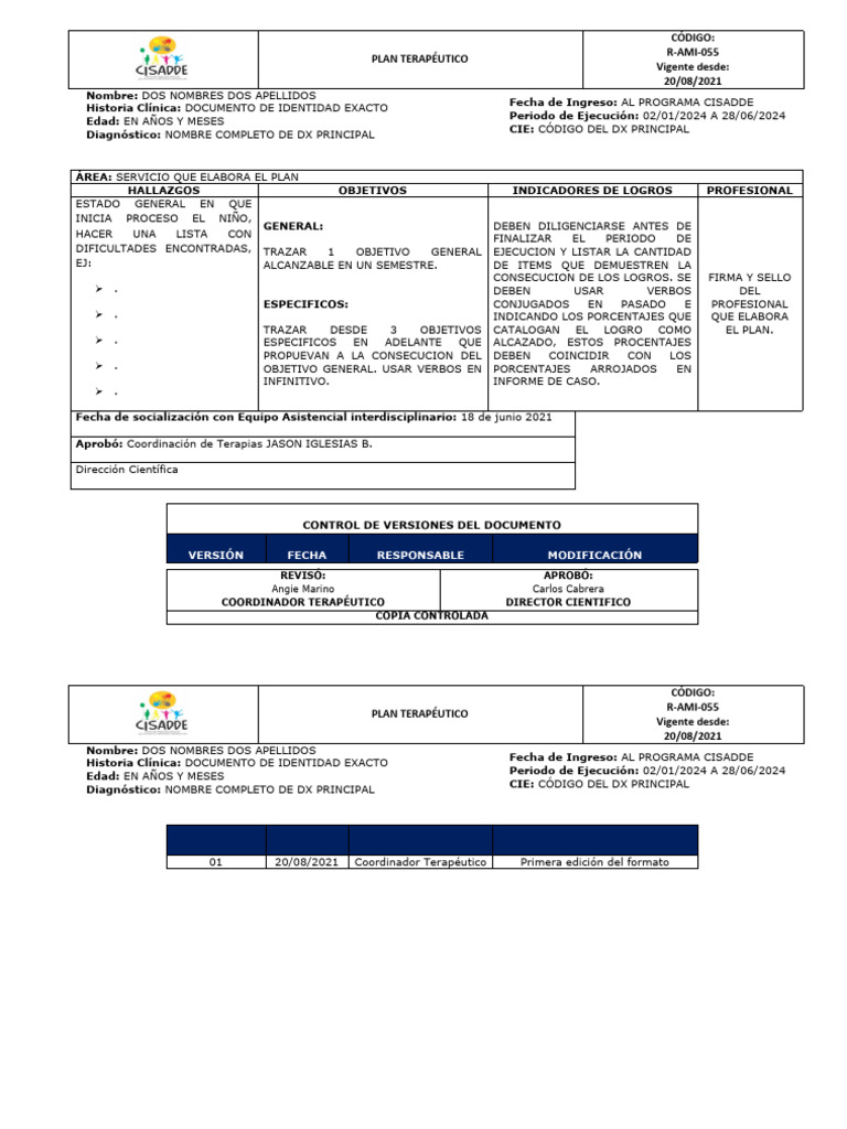 r Ami 055 Plan Terapéutico | PDF