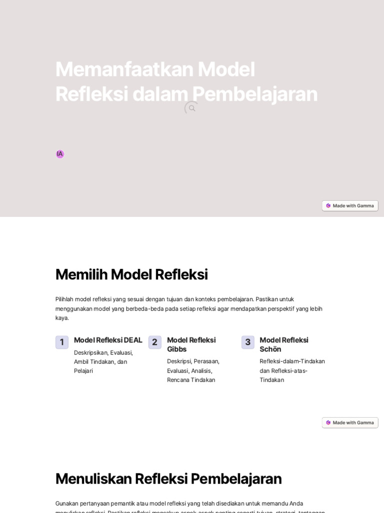 Memanfaatkan Model Refleksi Dalam Pembelajaran | PDF | Karier ...