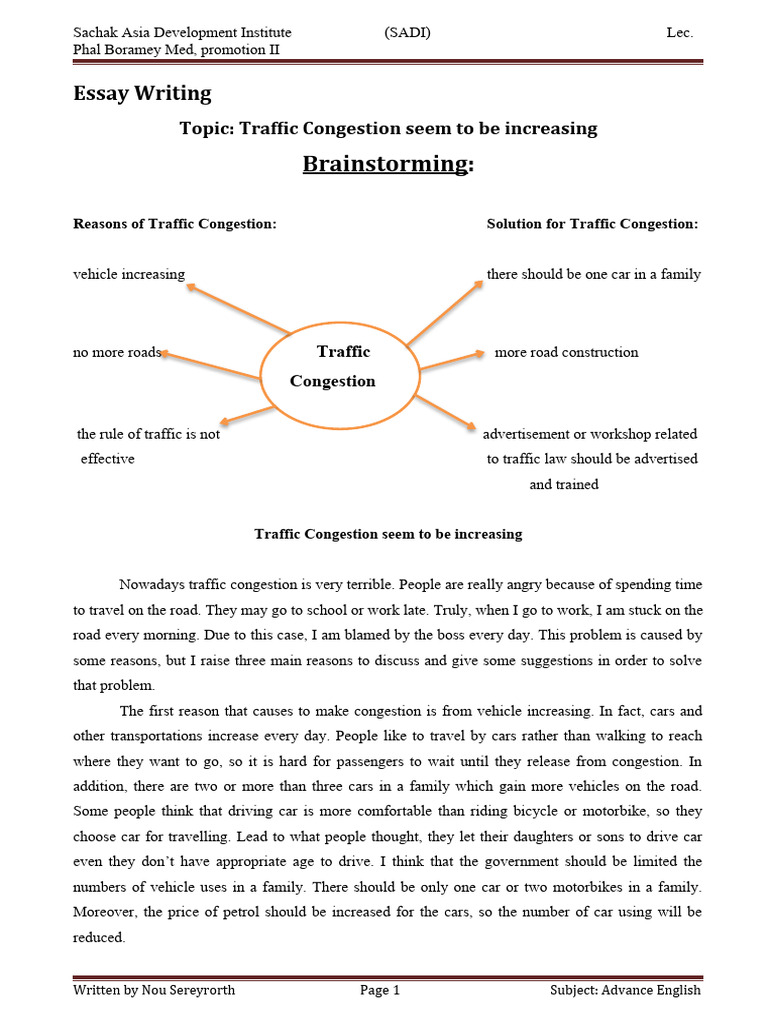 Essay Writing of Traffic Congestion | Download Free PDF | Traffic ...