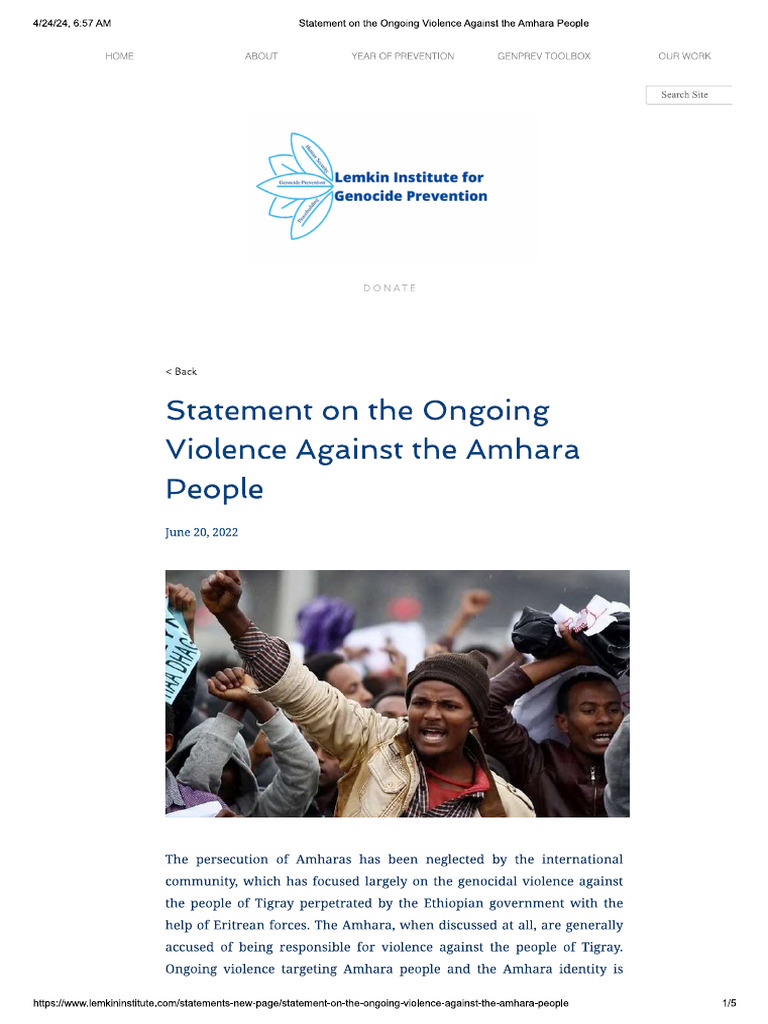 Statement on the Ongoing Violence Against the Amhara People | PDF