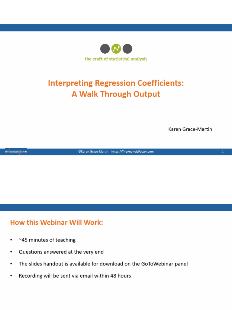COSA Interpreting Regression Coefficients Slides Handout | PDF ...