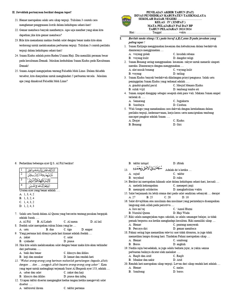 Soal Pat Pai KLS 4 | PDF