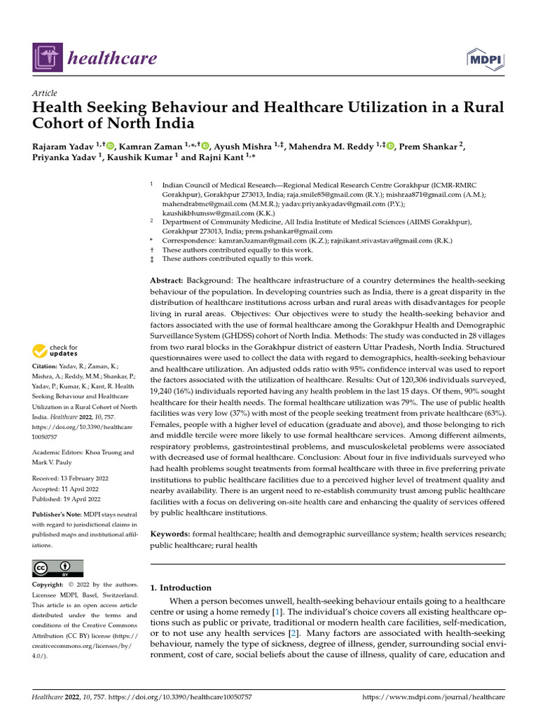 Health Seeking Behaviour and Healthcare | Download Free PDF | Health ...