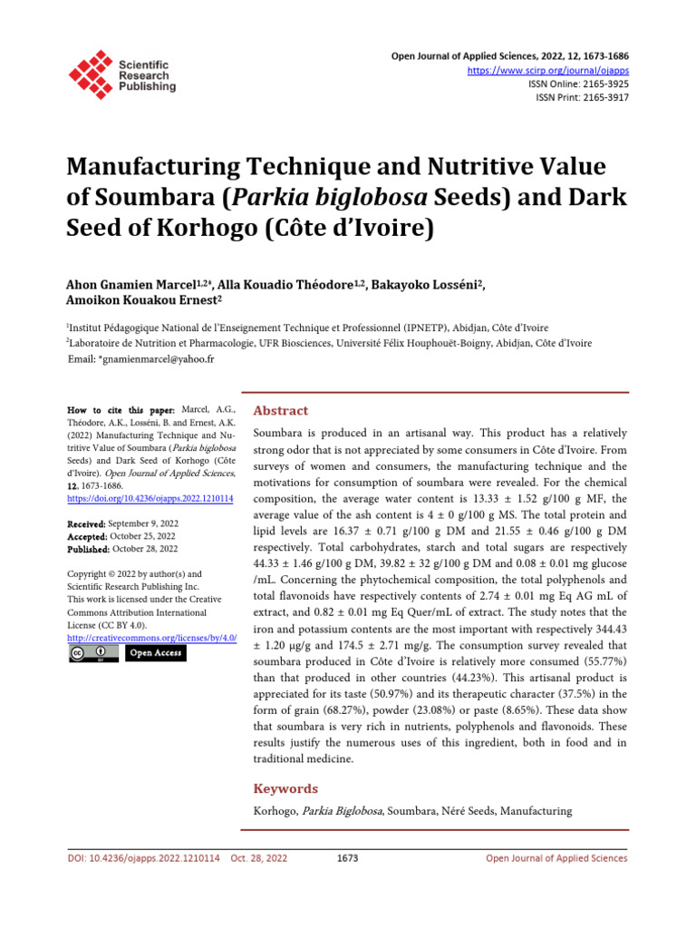 Manufacturing Technique and Nutritive Value of Sou | PDF | Magnesium | Iron
