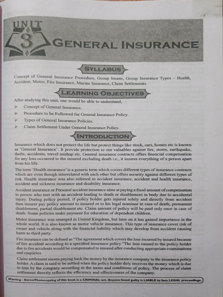 Insurance Unit 3 Sia | PDF | Insurance | Vehicle Insurance