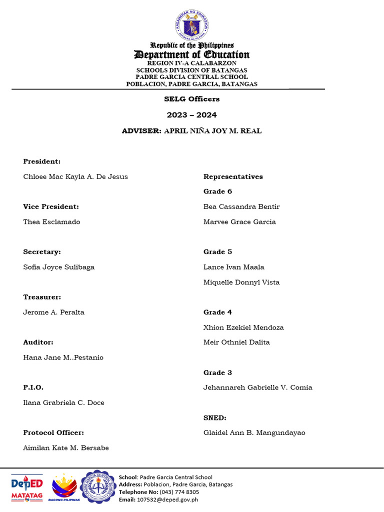 Selg Officers 2023 2024 | PDF