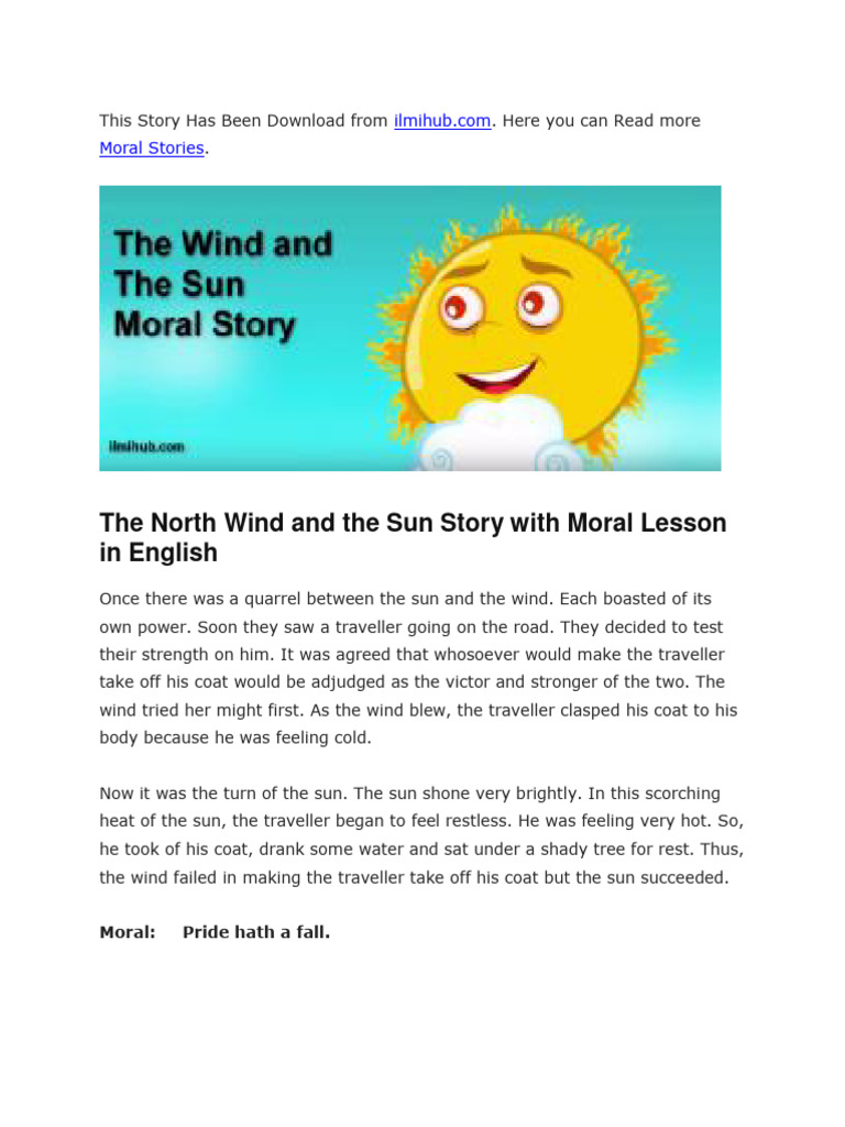 The North Wind and the Sun: Moral Story | PDF | Religion & Spirituality ...