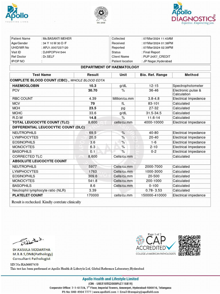 Blood Report | PDF | White Blood Cell | Immune System