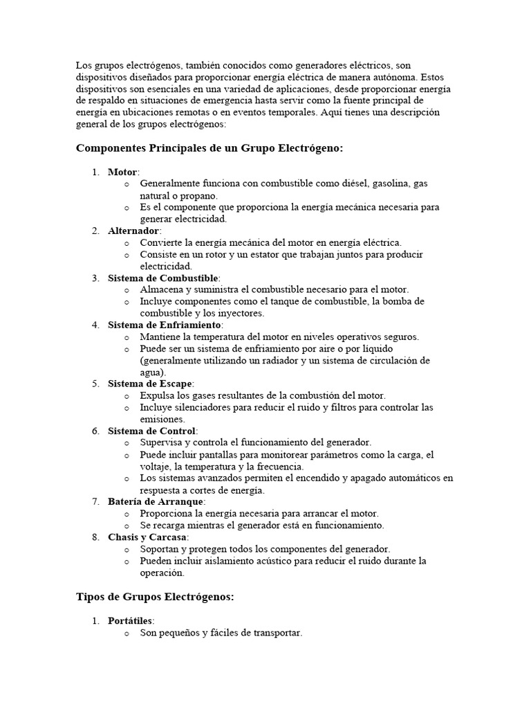 Guía Completa sobre Grupos Electrógenos | PDF | Ingenieria Eléctrica ...