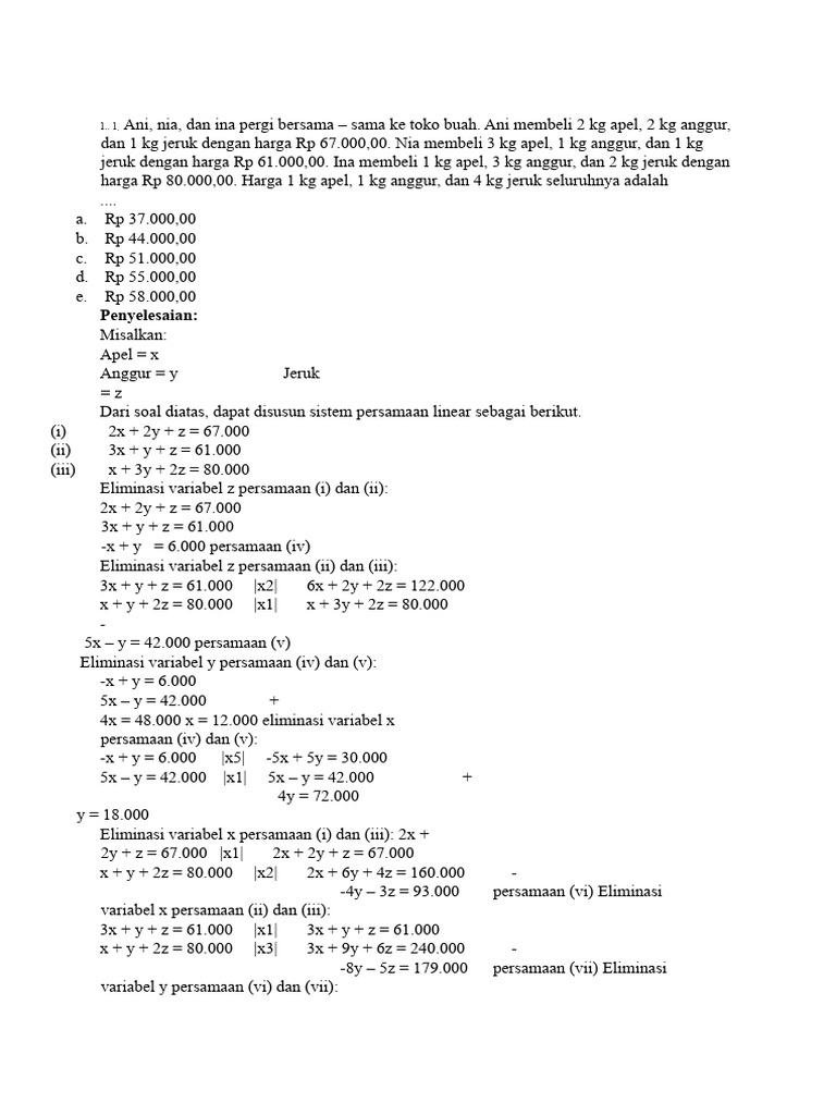 Contoh Soal Dan Pembahasan Materi SPLTV | PDF | Metode & Bahan Ajar