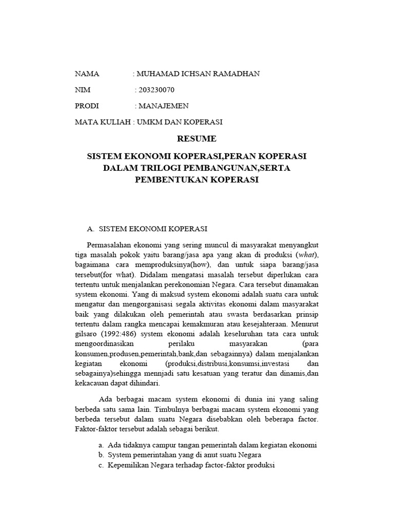 Resume Umkm Dan Koperasi | PDF