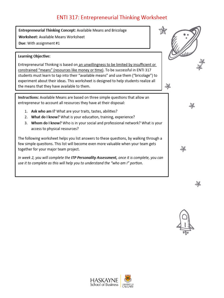 2 ENTI 317 Worksheet - Available Means | Download Free PDF | Cognitive Science | Behavioural ...