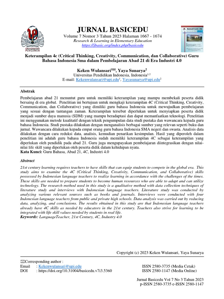 Keterampilan 4c Critical Thinking Creativity Commu | PDF | Karier ...