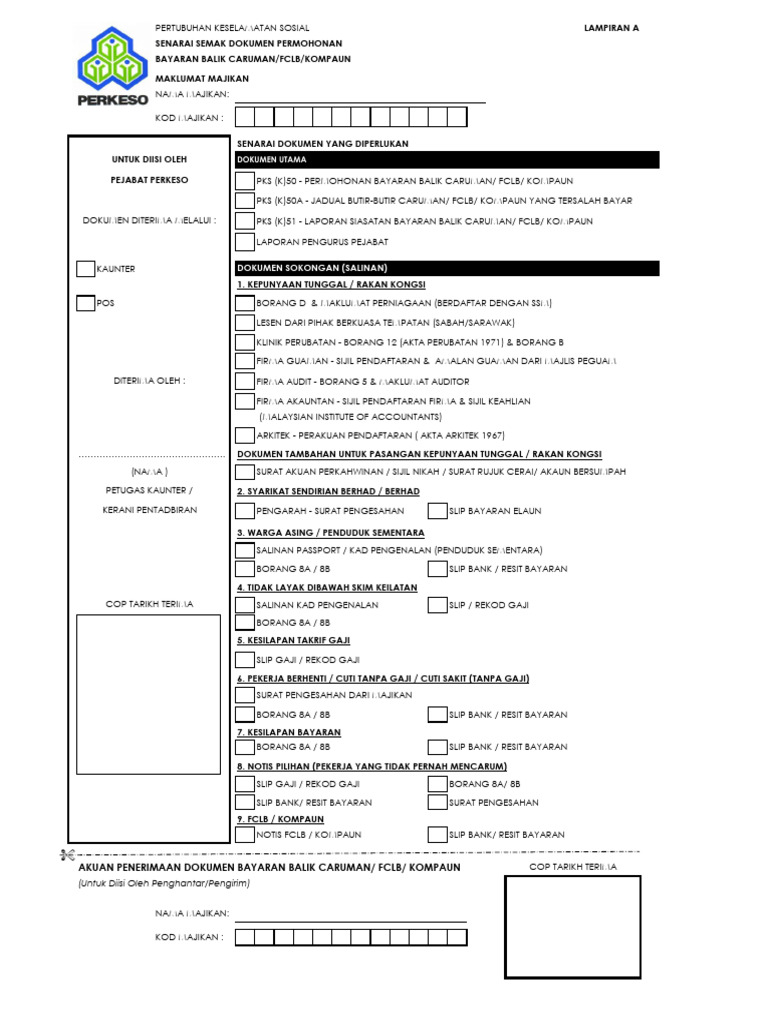 Perkeso Borang Lampiran A | PDF