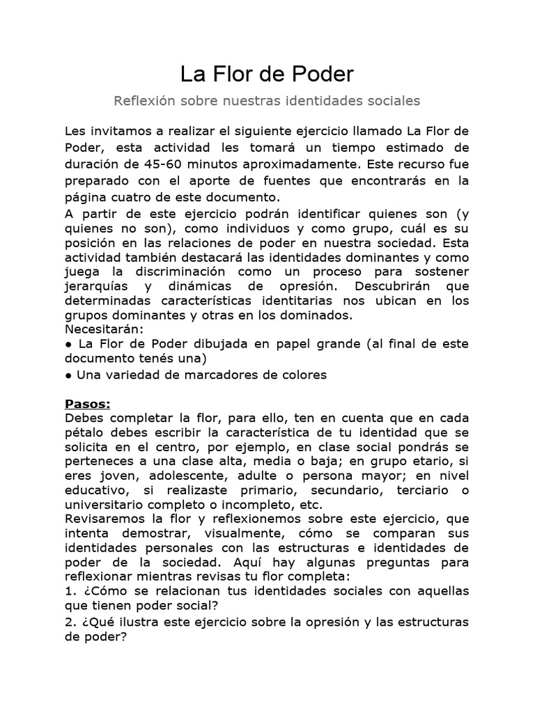La-Flor-de-Poder-explicacion-1 | PDF | Estudios de género | Igualdad de ...