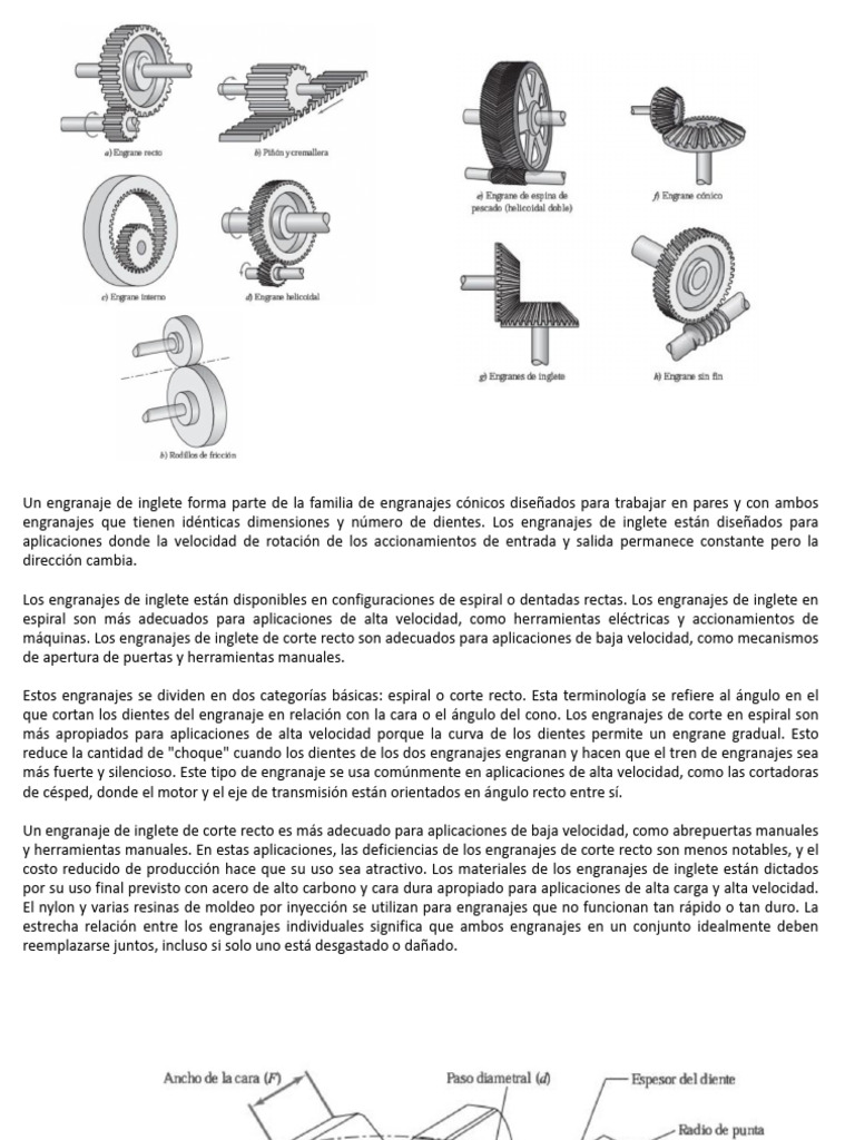 1 Tipos de Engranes | Descargar gratis PDF | Engranaje | Ingeniería ...