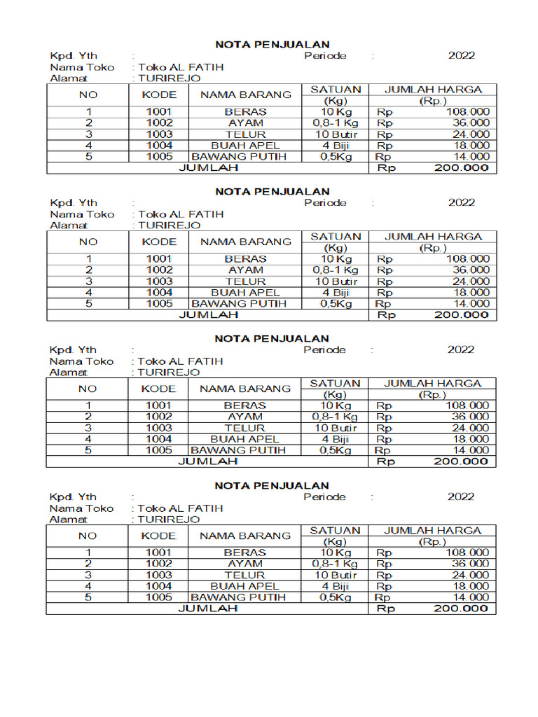 Nota Jual | PDF