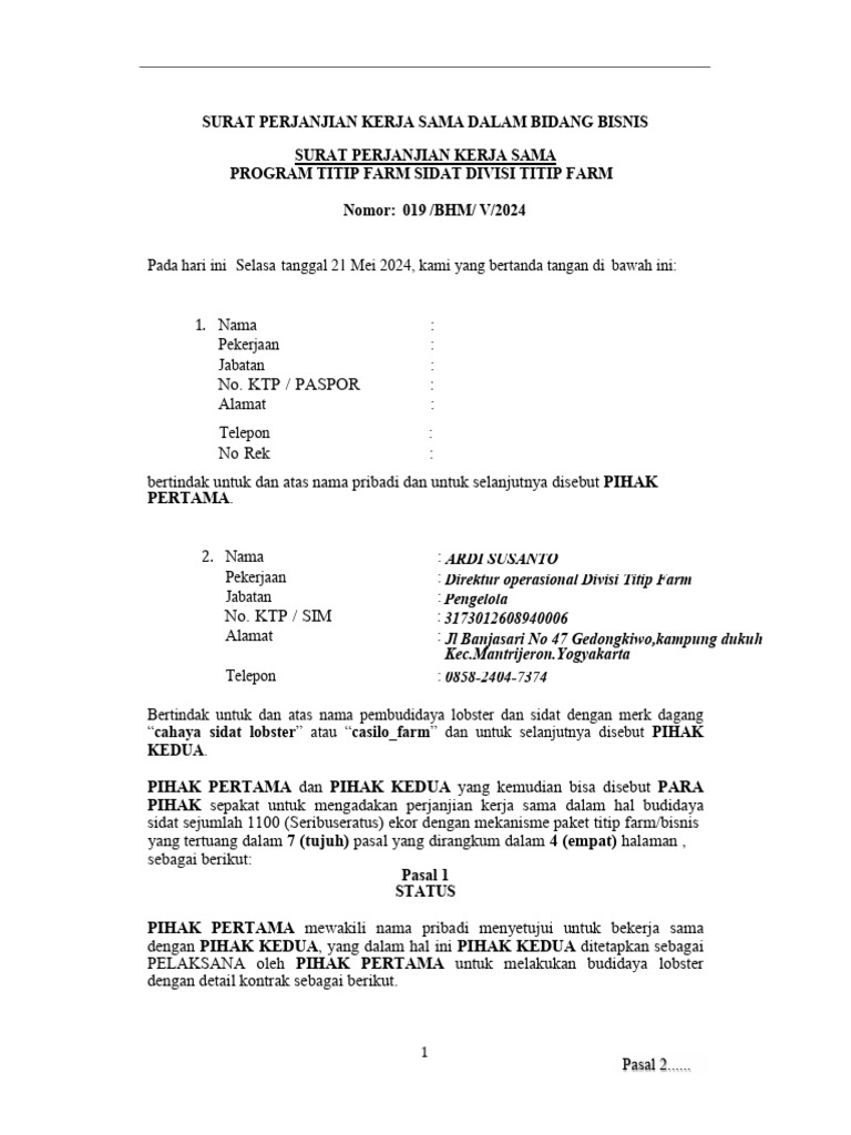Contoh Surat Kontrak-2 | PDF