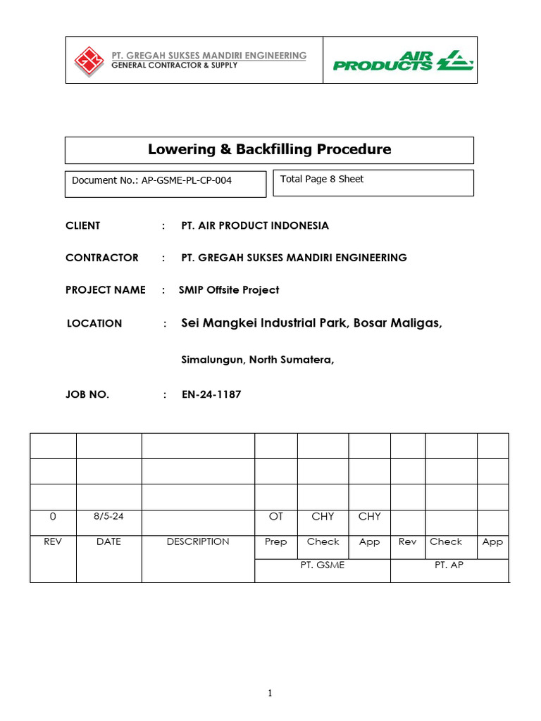 Lowering & Backfilling Procedure Guide | PDF | Pipe (Fluid Conveyance ...