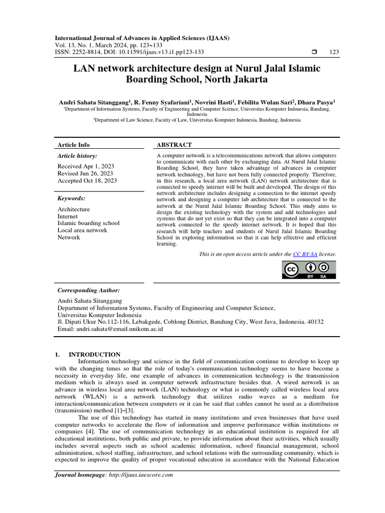 LAN Network Architecture Design at Nurul Jalal Islamic Boarding School, North Jakarta | PDF ...