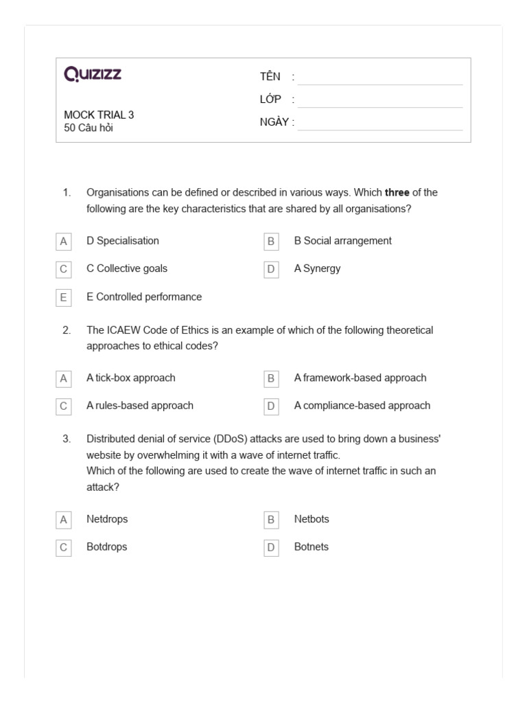 Mock Trial 3 | PDF | Audit | Market (Economics)