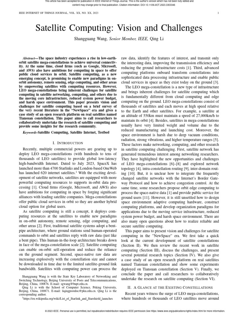 Satellite Computing Vision and Challenges | PDF | Computer Network | Routing