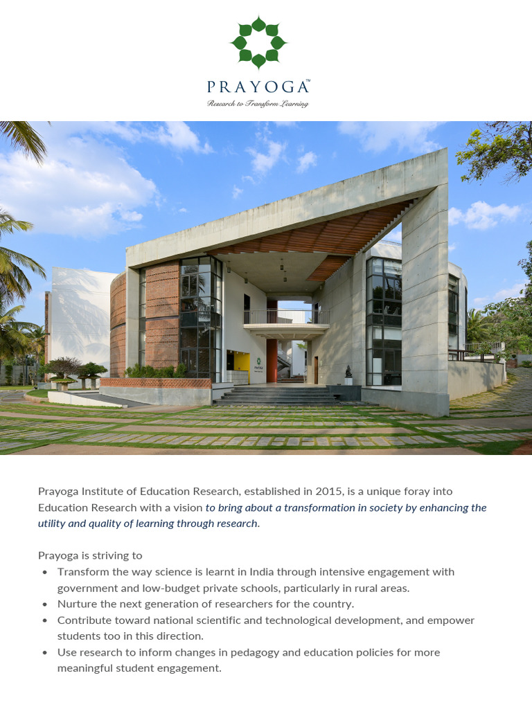 Prayoga Brochure - Final (2024) | PDF | Teachers | Pedagogy