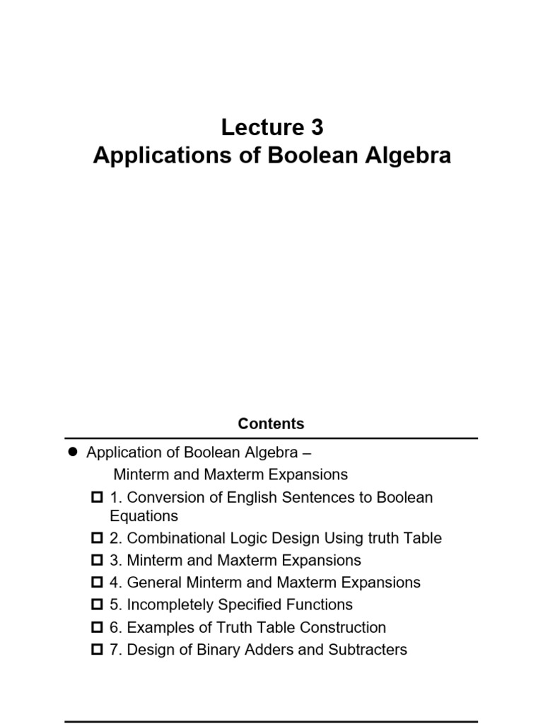 Lecture3_DLC | PDF | Boolean Algebra | Teaching Mathematics