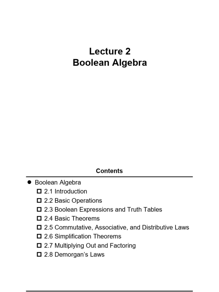 Lecture 2 | PDF | Boolean Algebra | Teaching Mathematics