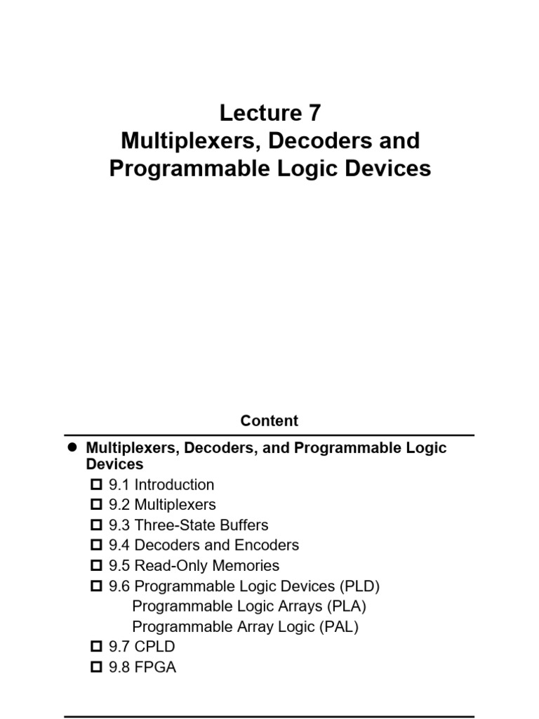 Lecture 7 | PDF | Logic Gate | Field Programmable Gate Array