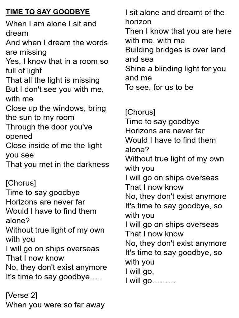 Time To Say Goodbye | PDF | Art | Religion & Spirituality