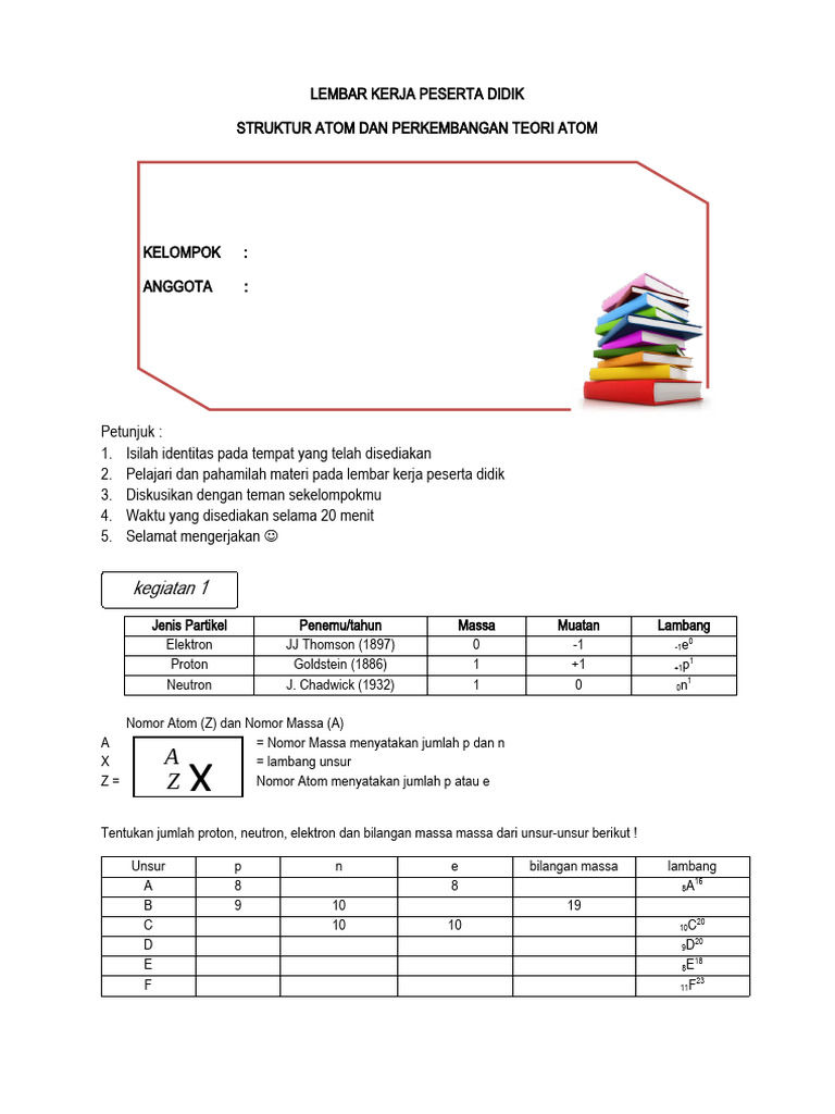 LKPD Struktur Dan Perkembangan Teori Atom | PDF
