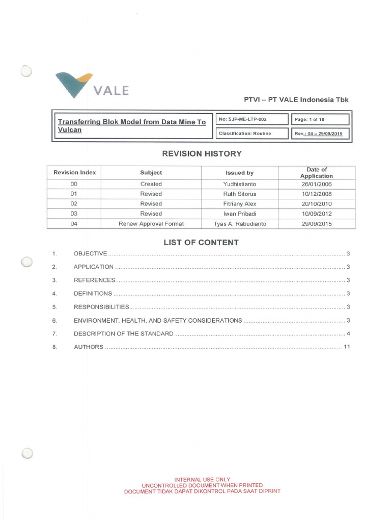 Vulcan Block Model Transfer Guide | PDF | Computer File | Data Mining