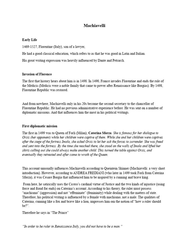 Machiavelli | PDF | The Prince | Niccolò Machiavelli