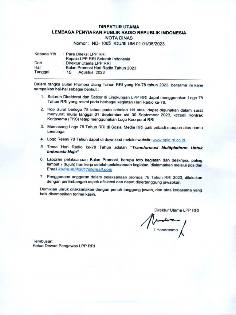 Nota Dinas Bulan Promosi Hari Radio_0001 | PDF