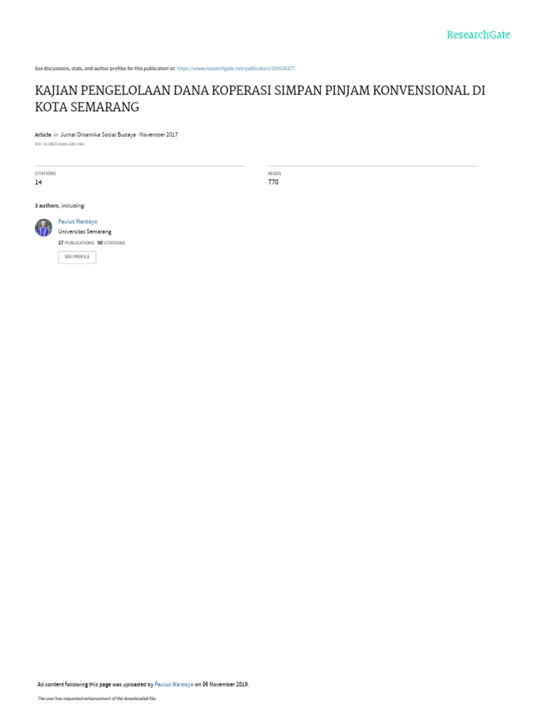 Kajian Pengelolaan Dana Koperasi Simpan Pinjam Kon | PDF