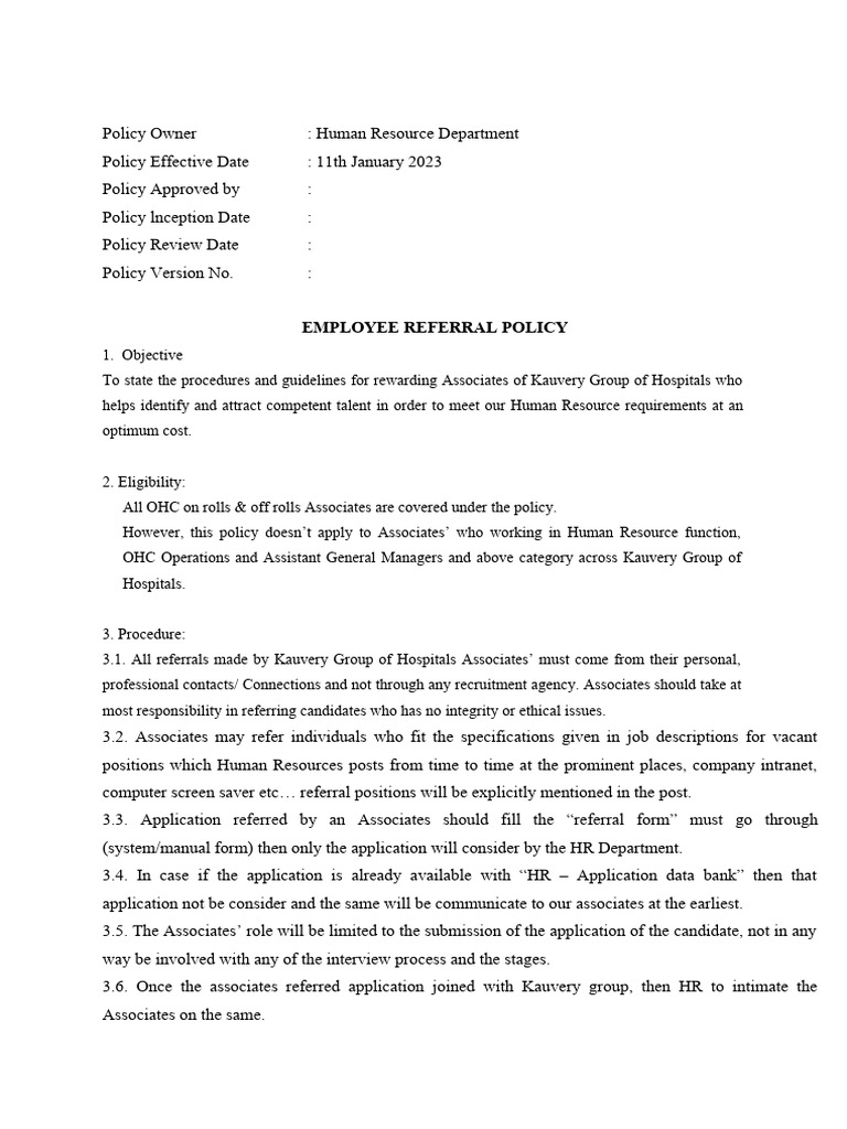 Employee Referral Policy | Download Free PDF | Recruitment | Human ...