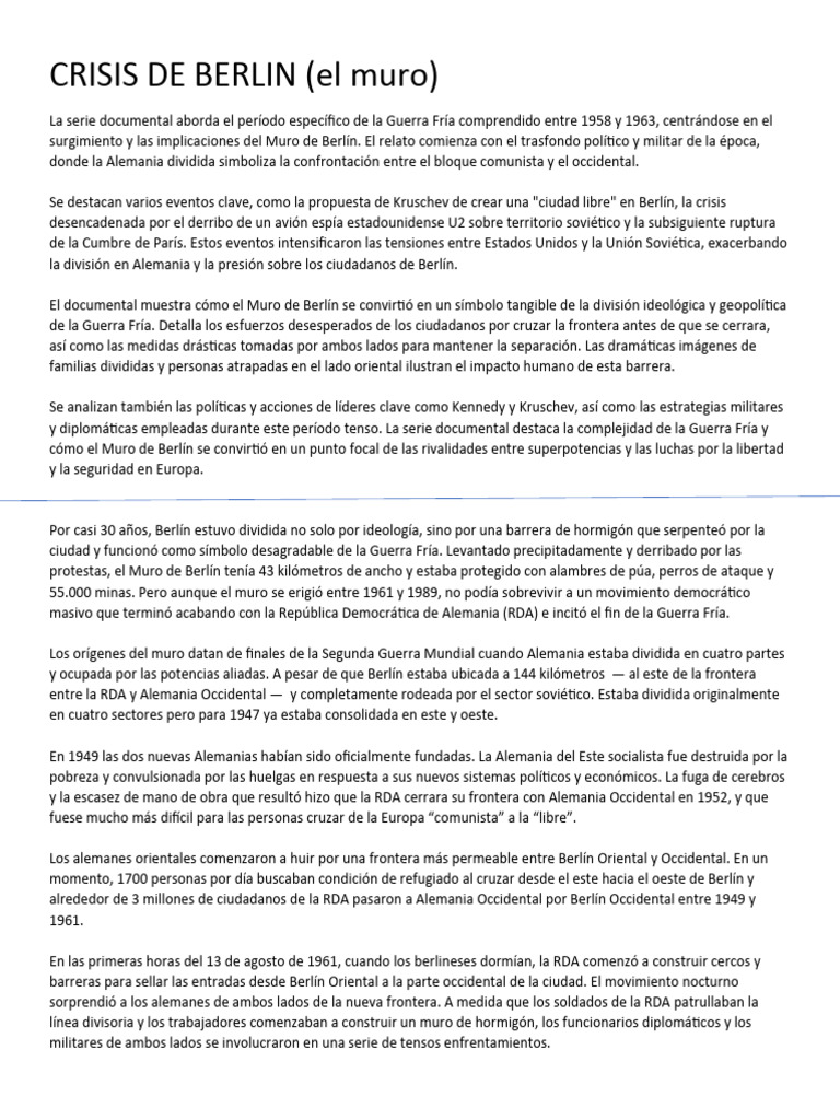 CRISIS DE BERLIN | PDF | muro de Berlín | Alemania del Este