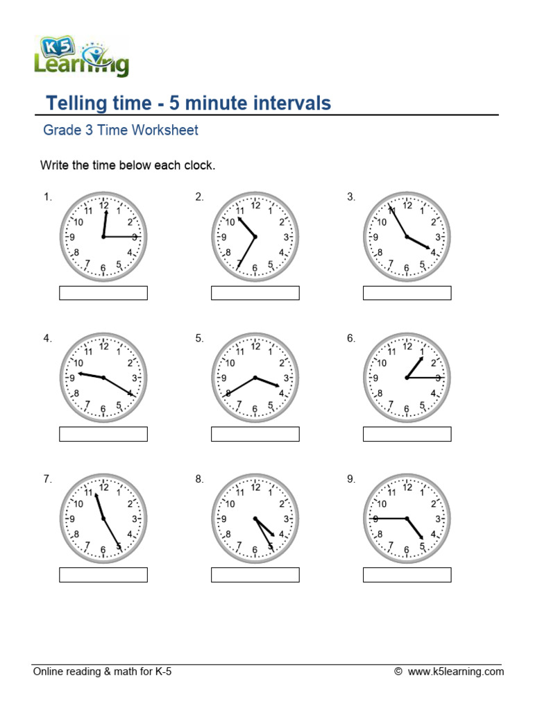 Grade 3 Telling Time Worksheets | PDF