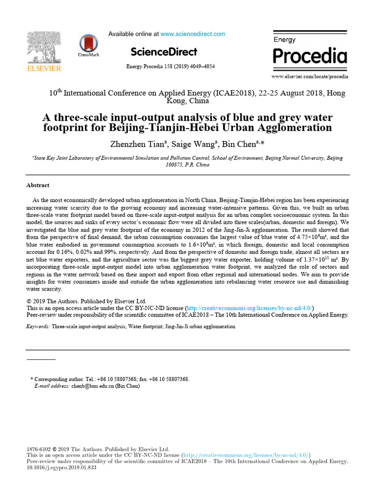 A Three Scale Input Output Analysis of Blue and Grey Water Footprint For Beijing, Tianjin, Hebei ...