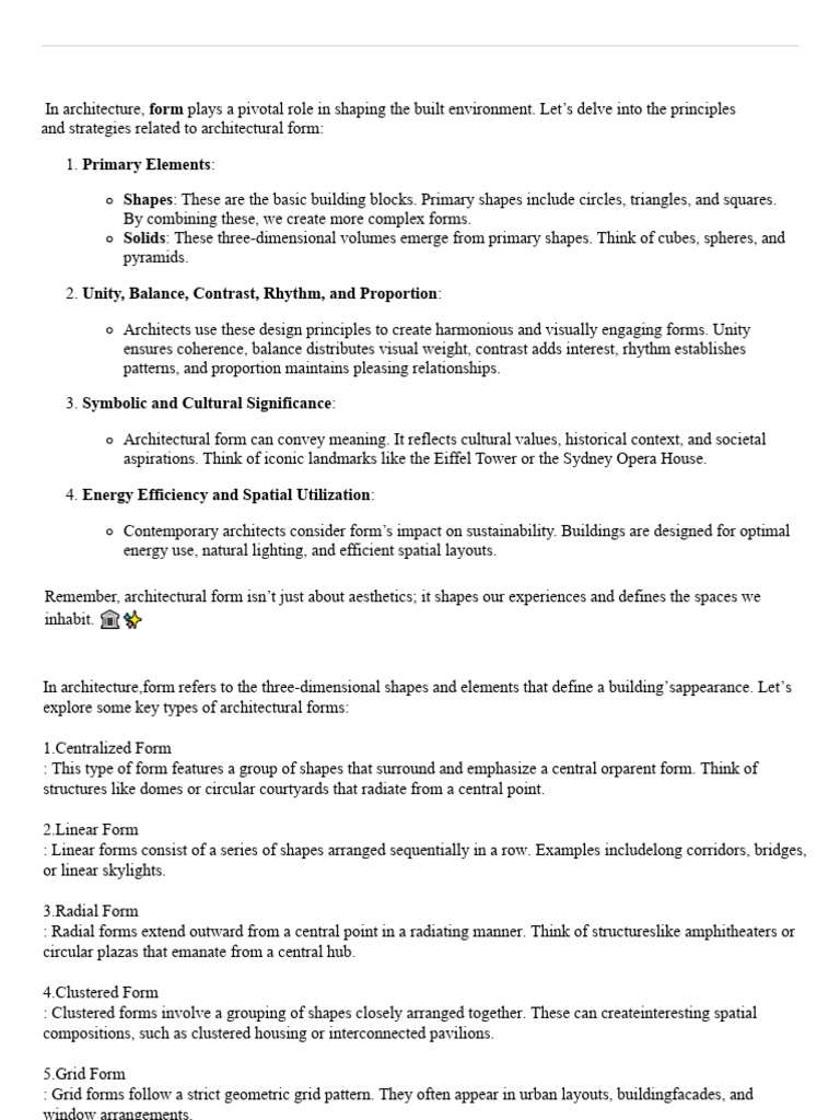 Archittectural Forms & Form Development Concepts | PDF