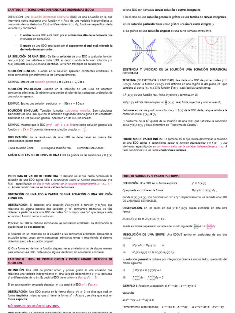 Edos Resumen | PDF | Ecuación diferencial ordinaria | Ecuaciones
