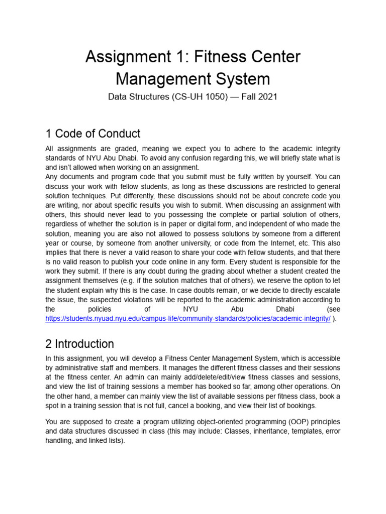 Assignment 1 - Fitness Center Management System | PDF | Class (Computer Programming) | Login