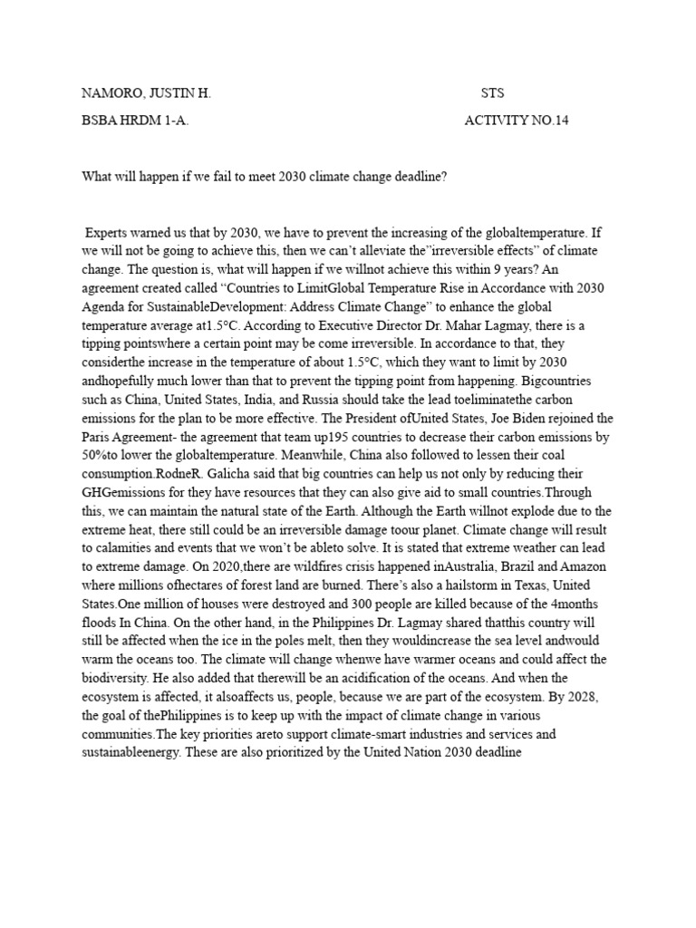 Sts | PDF | Climate Change | Environment