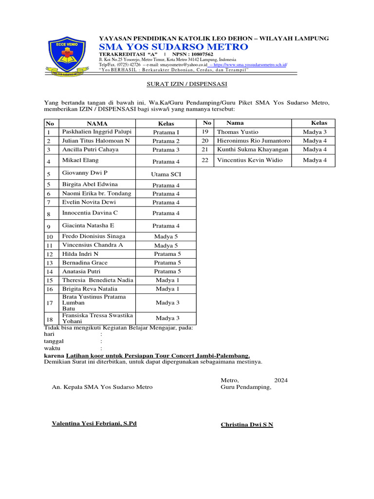 Surat Dispen Padus Terbaru | PDF