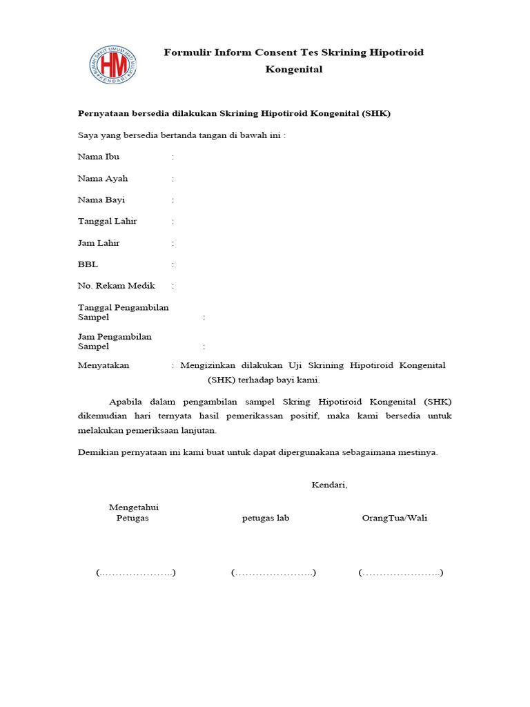 Form Persetujuan SHK | PDF | Sains & Matematika