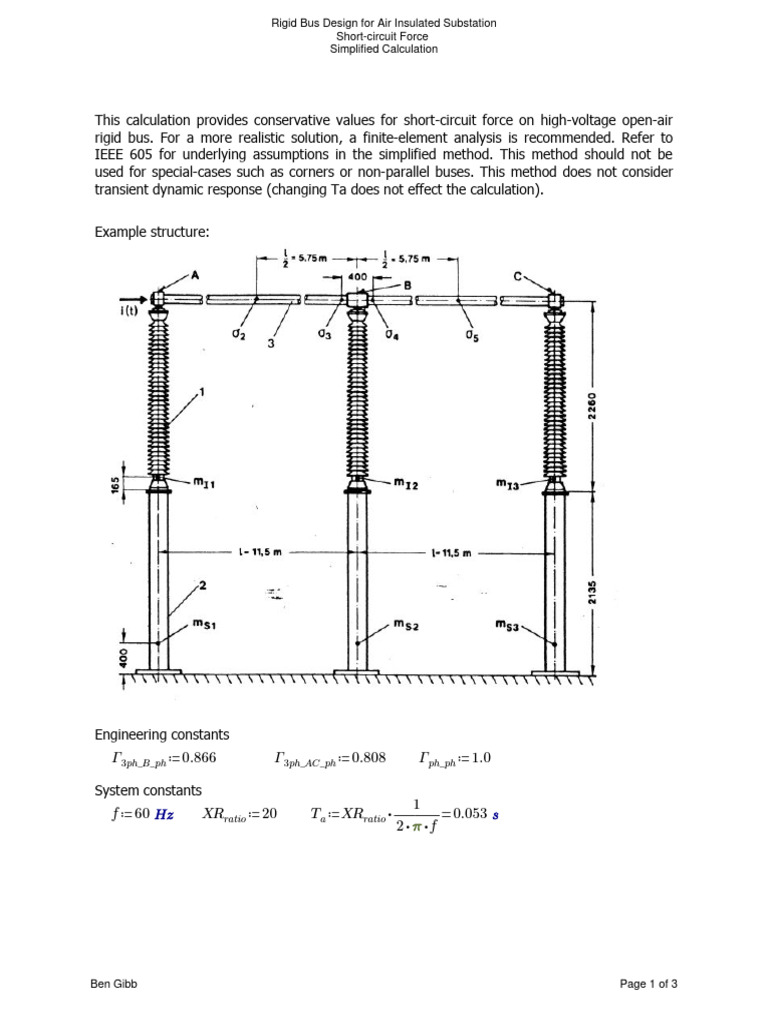 Rigid Bus Short-Circuit Force Simple Calculations | PDF | Force | Alternating Current