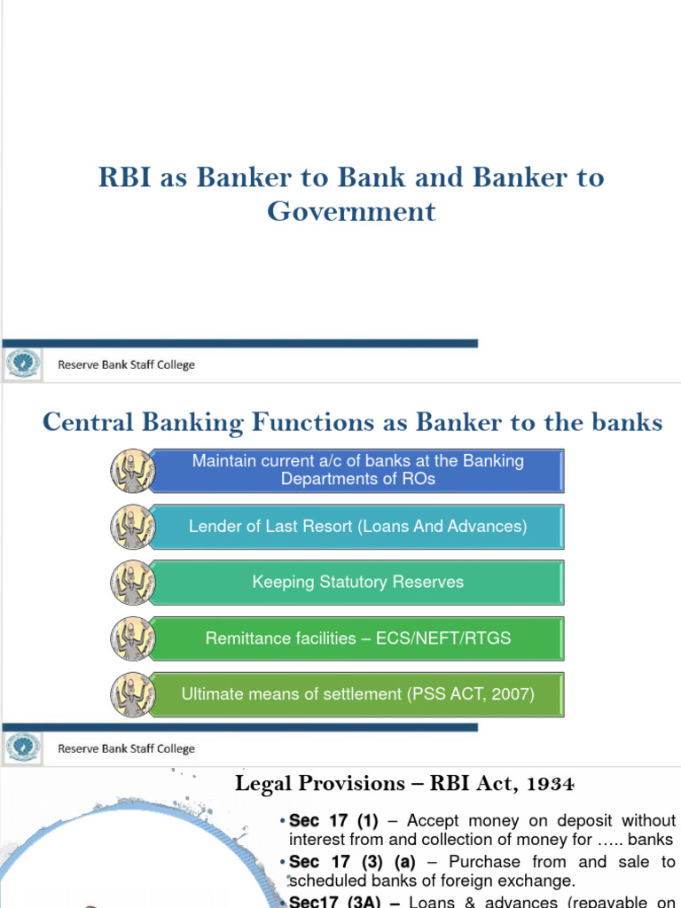 Banker to Banks and Governments - Smt Supriya Pai | PDF | Reserve Bank ...